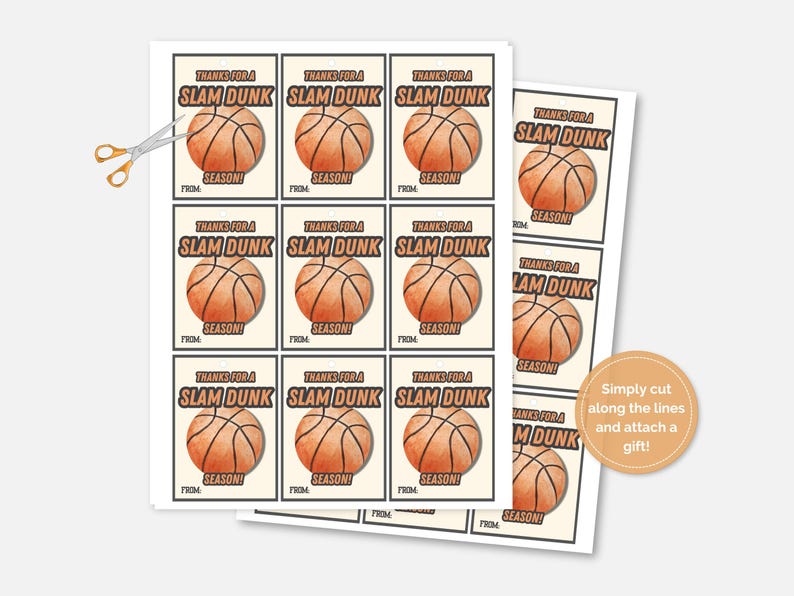 Basketball Gift Tag Printable – “thanks for a Slam Dunk Season” – Coach ...