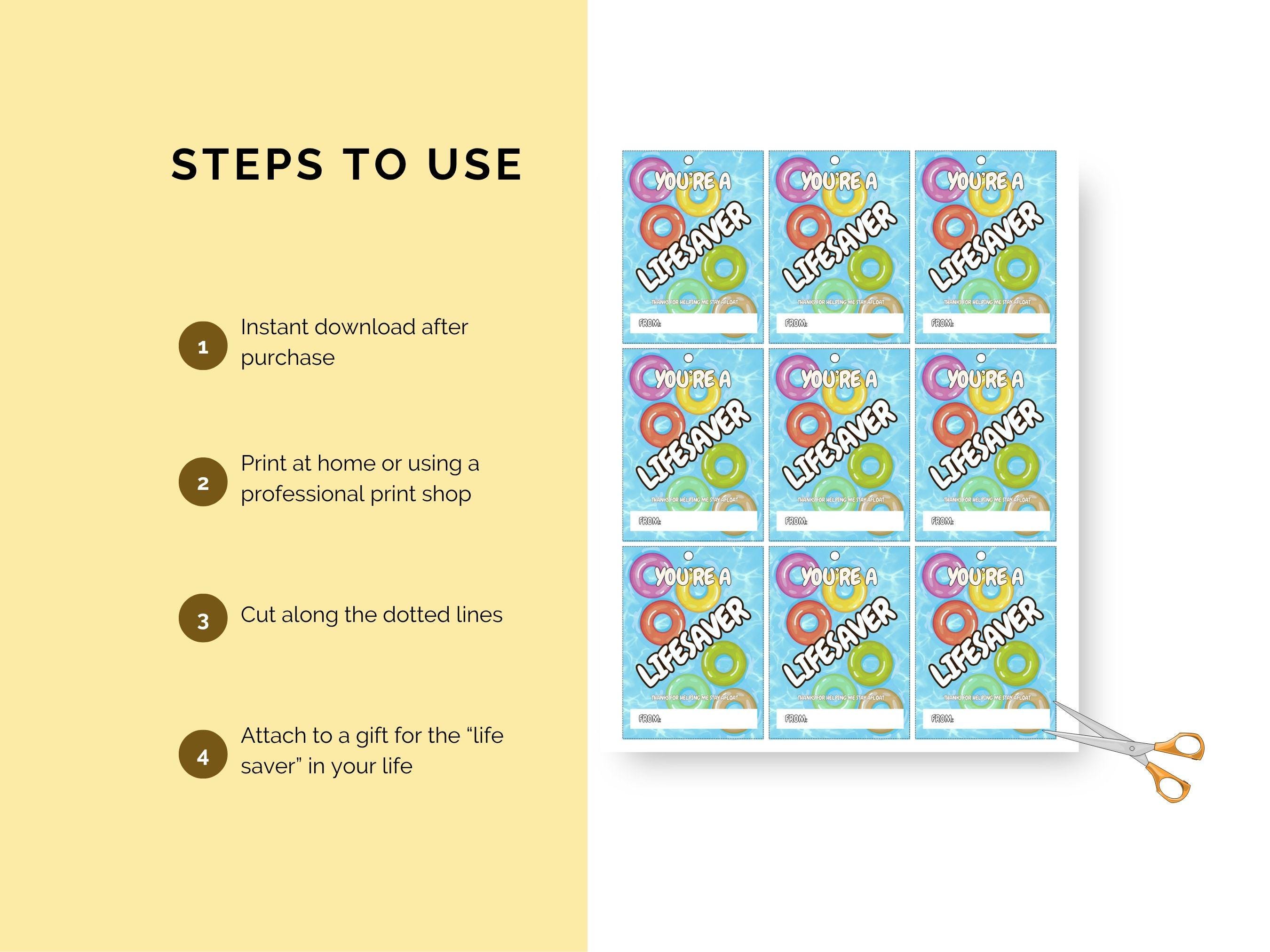 Printable Swim Lesson Thank You - Gift Tag With Lifesaver– "you're a ...