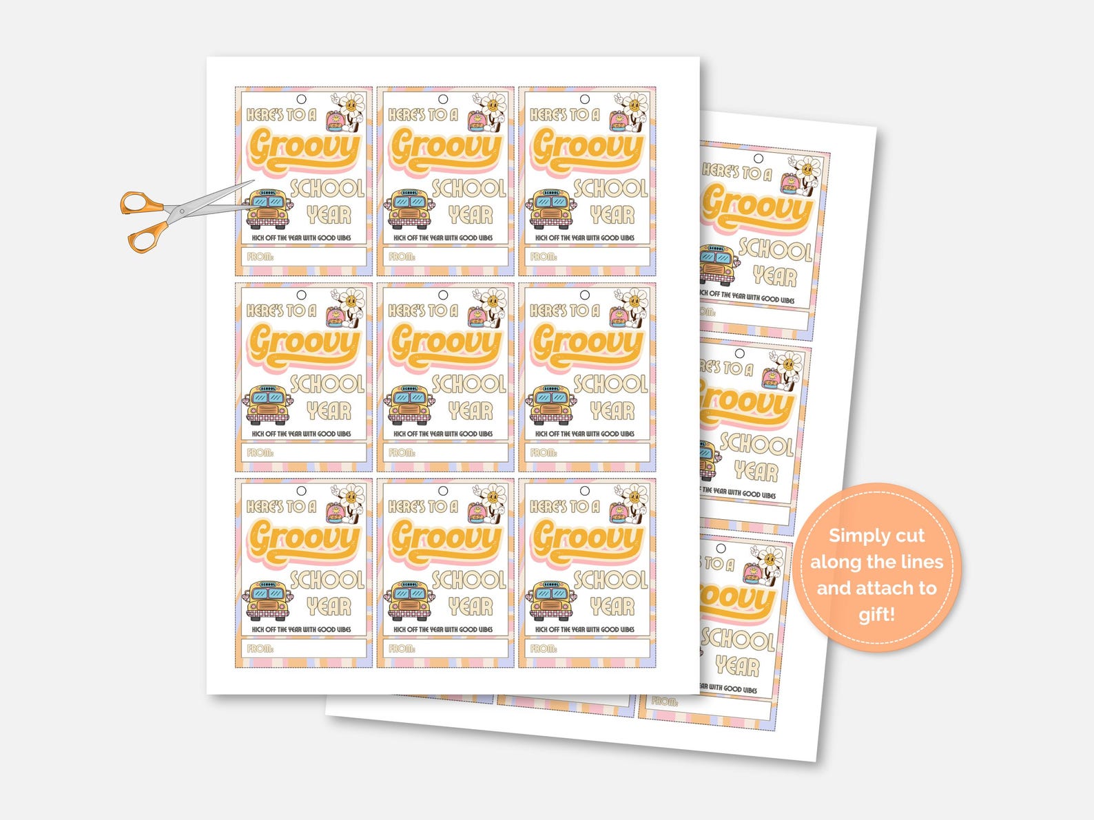 Retro Groovy School Year Gift Tags - Teacher, Bus Driver, Coach ...