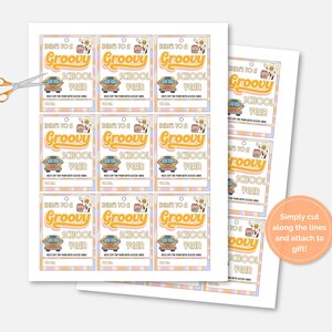 Retro Groovy School Year Gift Tags - Back to School Treat Tag - Teacher ...