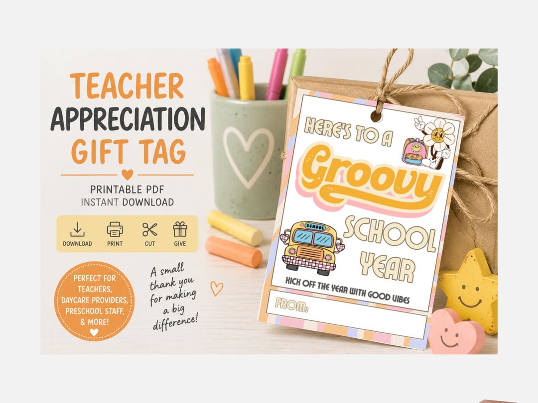 Retro Groovy School Year Gift Tags - Teacher, Bus Driver, Coach ...