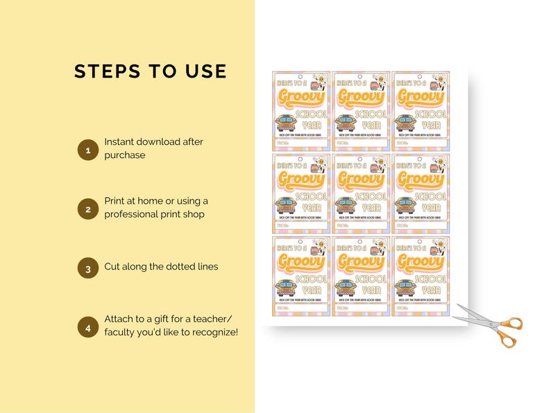 Retro Groovy School Year Gift Tags - Back to School Treat Tag - Teacher ...