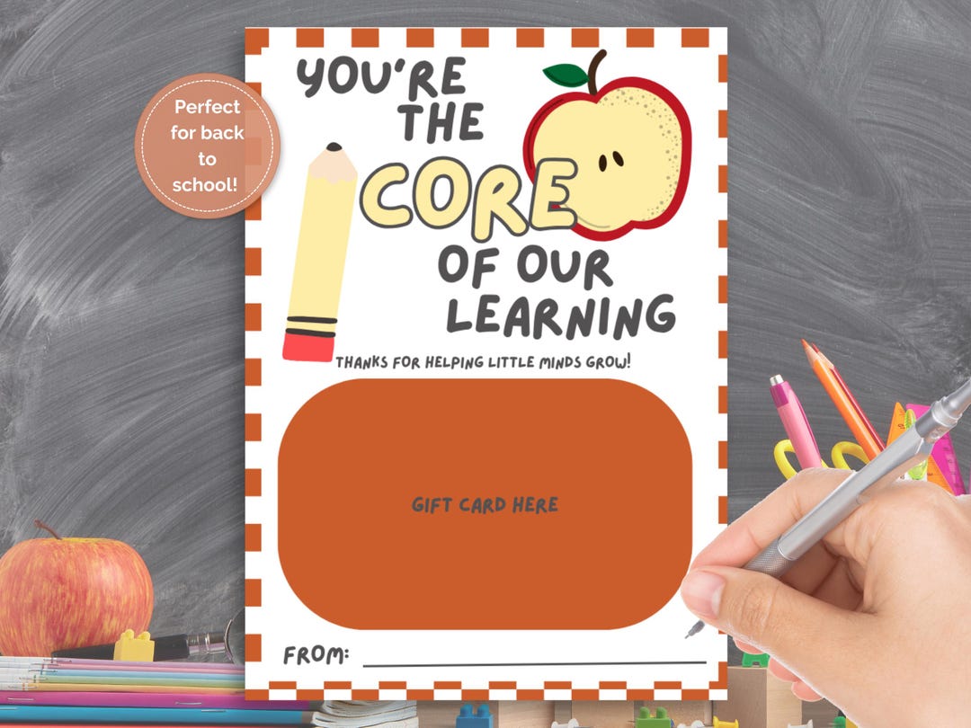 Teacher Appreciation Gift Card Holder: Apple Thank You Tag (digital ...