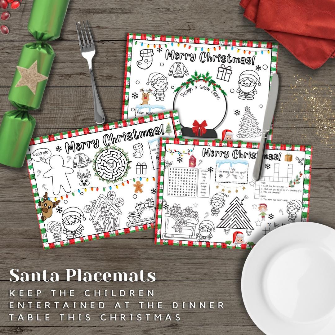 Christmas Placemats for Kids - Printable Holiday Activity Sheets - Fun ...