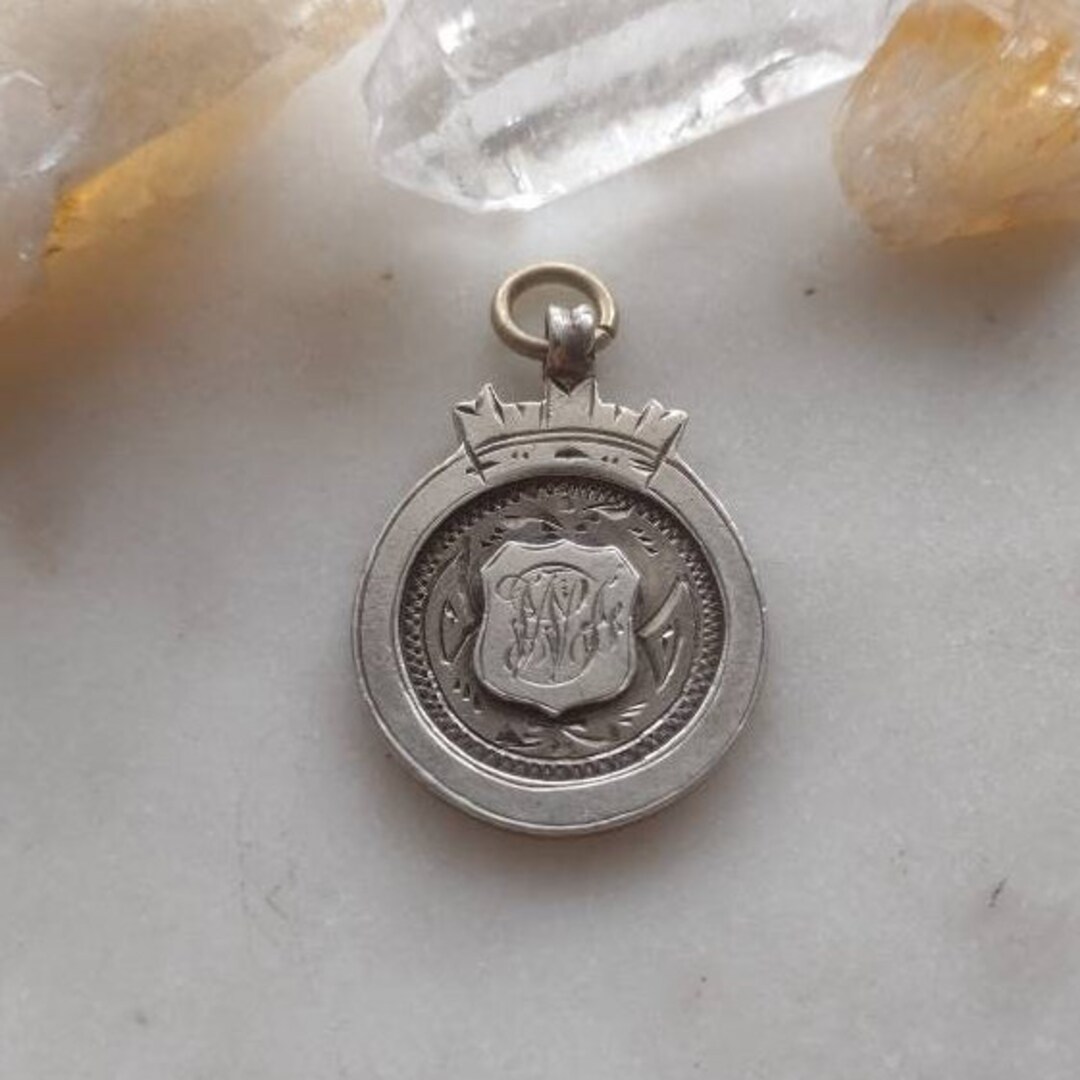 Beautiful Double Sided Antique Fob Medal Pendant in UK Hallmarked 925 ...