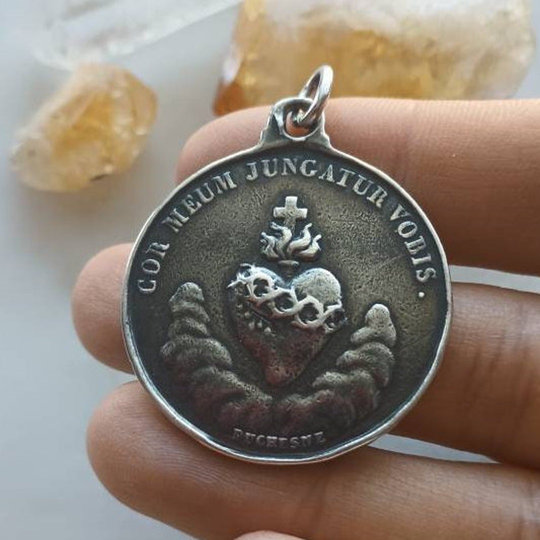 Antique Victorian French Sacred Heart Sacre Coeur Marie Medal by ...