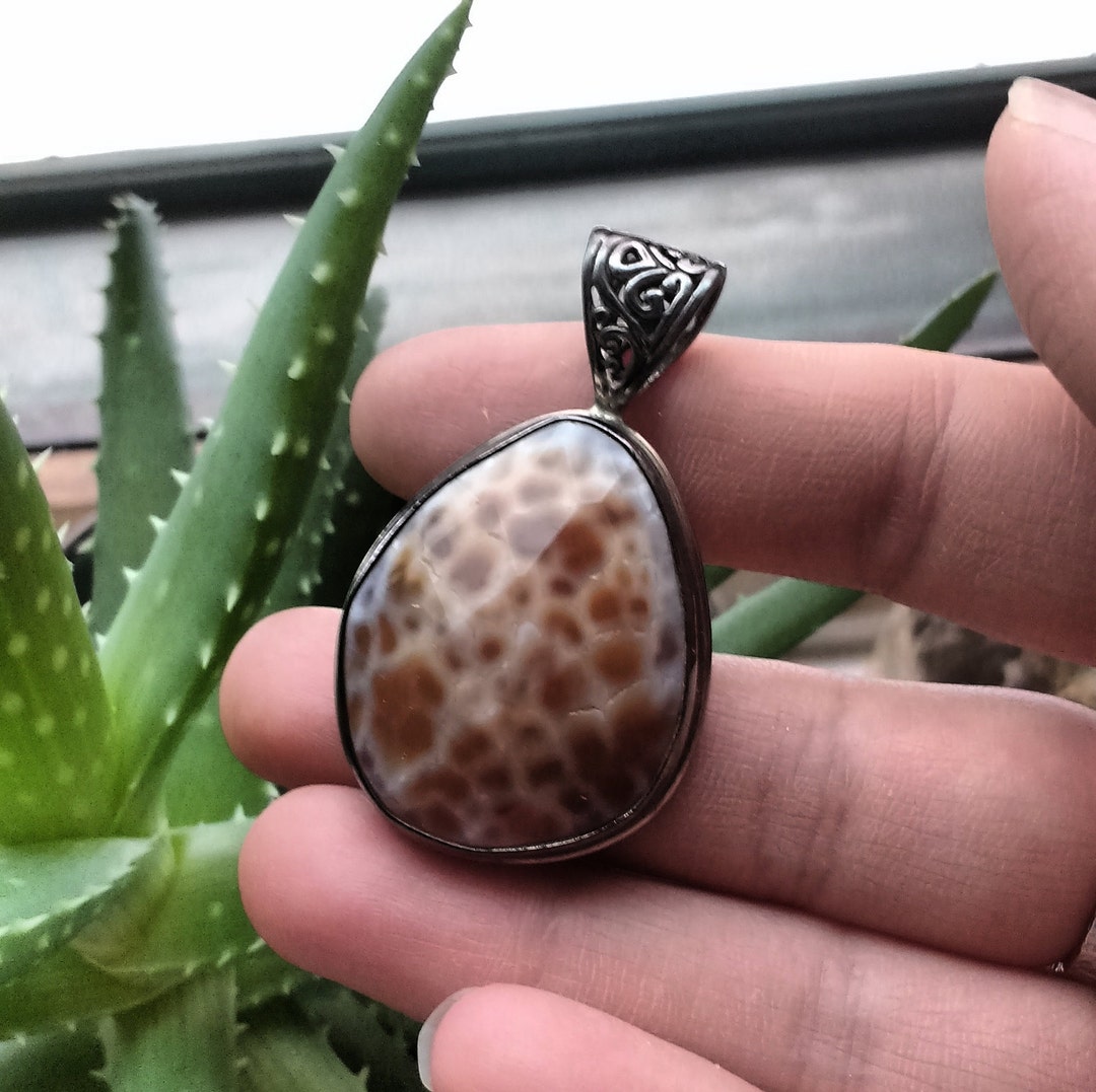 Large Sterling Silver Uniquely Patterned Crab Agate Boho Hippy - Etsy