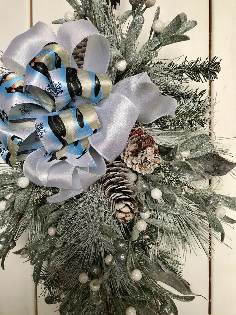 Frosted Pine Penguin Swag - Etsy