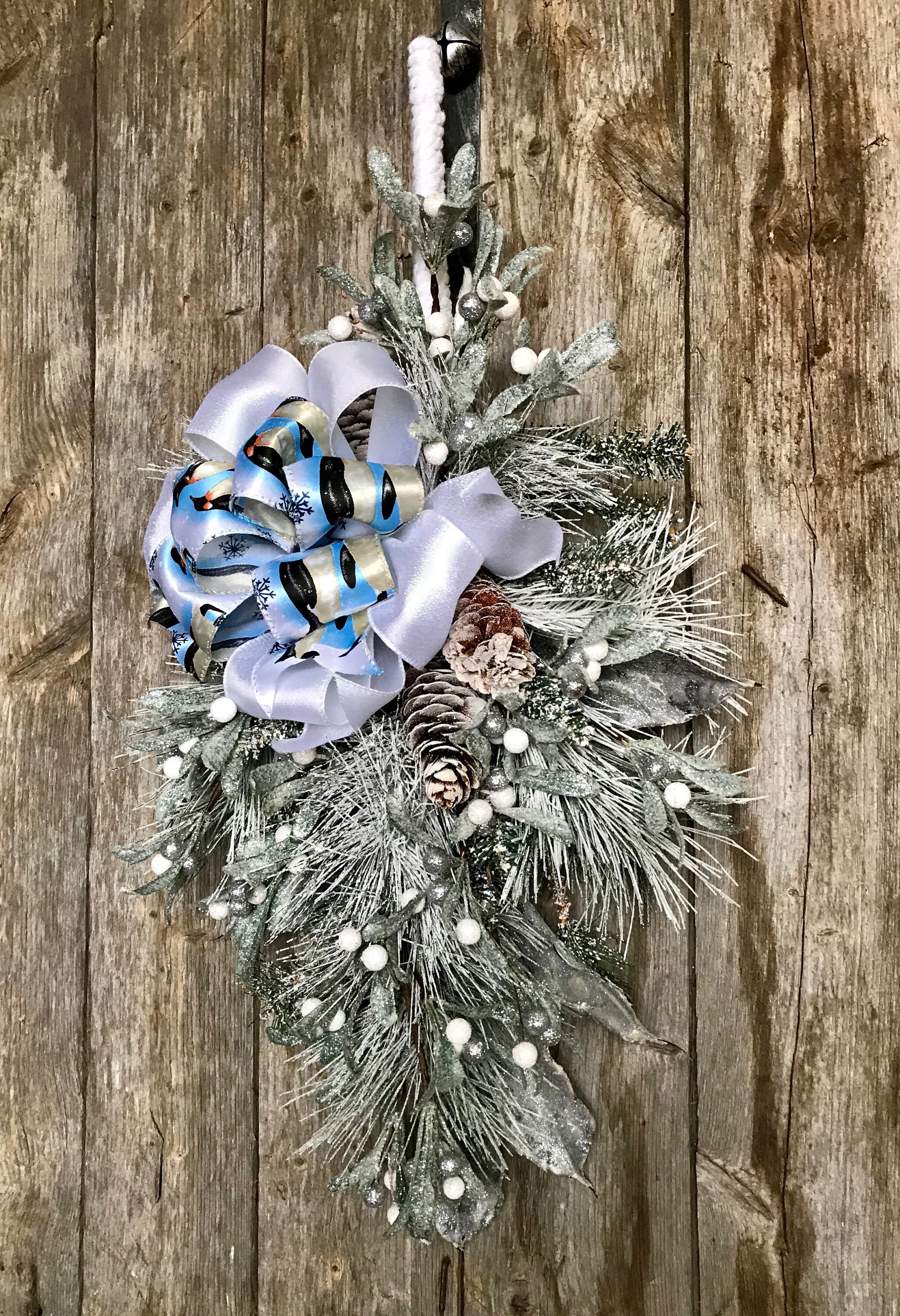 Frosted Pine Penguin Swag - Etsy