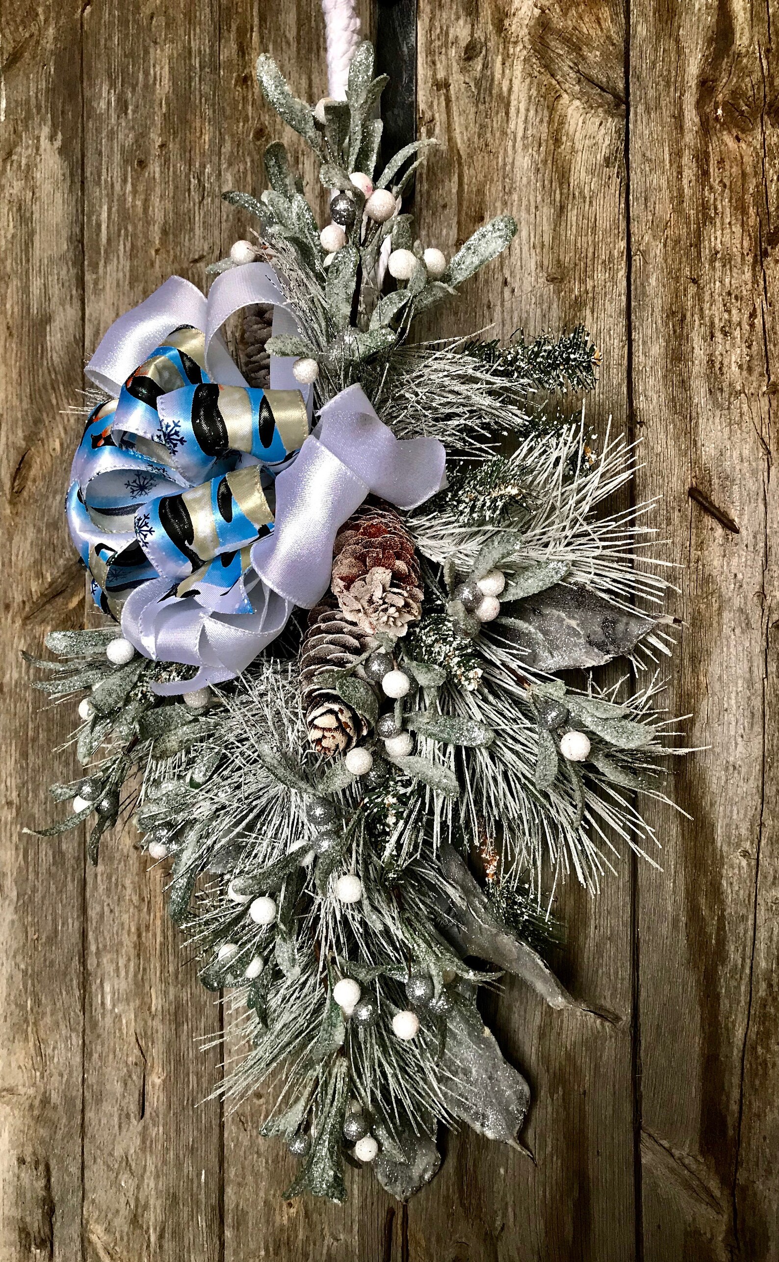 Frosted Pine Penguin Swag - Etsy