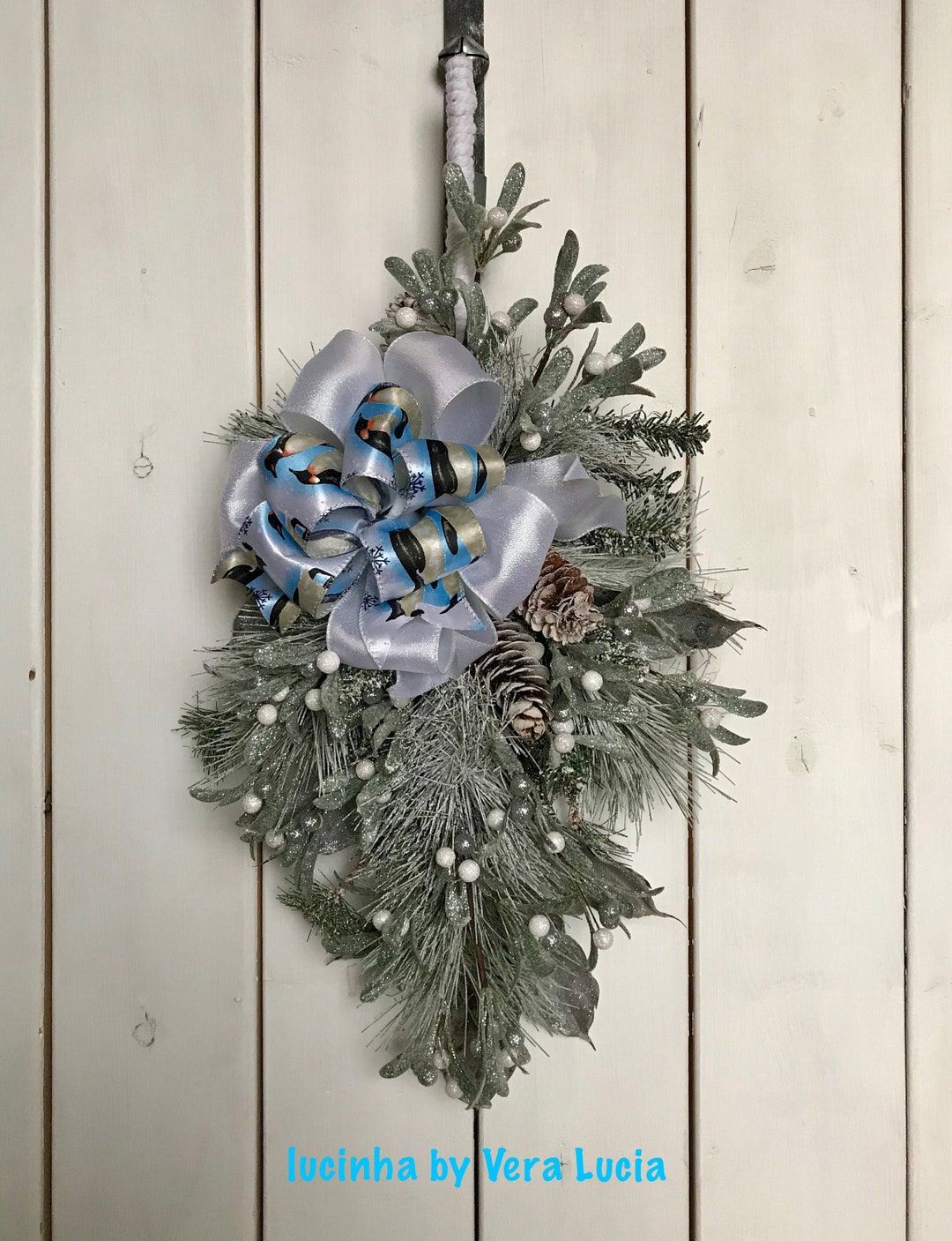 Frosted Pine Penguin Swag - Etsy