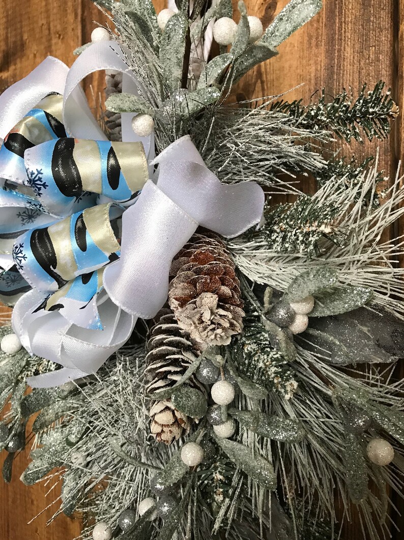 Frosted Pine Penguin Swag - Etsy