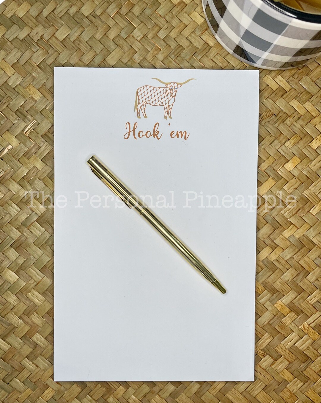 Chic Longhorn Hook 'em Notepad, Personalized Notepad, Personalized ...