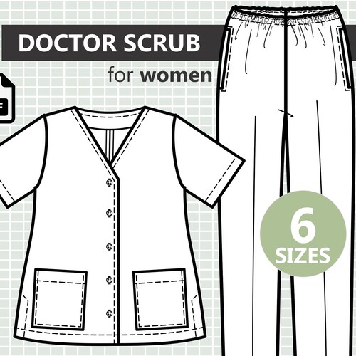 Complete NURSE SCRUBS PDF Sewing Pattern for Women & Youtube - Etsy