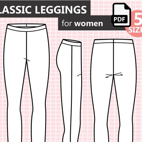 Leggings PDF Sewing Pattern for Women. 5 Sizes: Xs to Xl / - Etsy