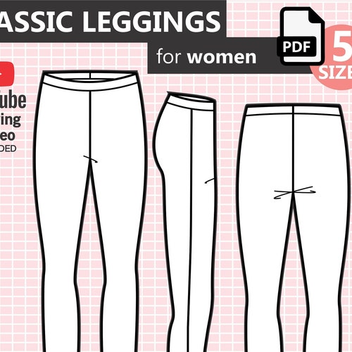Leggings With Side Piece PDF Sewing Pattern for Women. 5 - Etsy