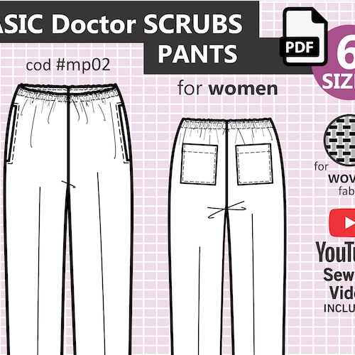 Complete NURSE SCRUBS PDF Sewing Pattern for Women & Youtube - Etsy
