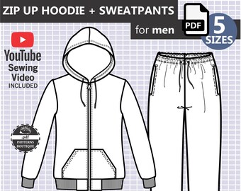 ZIP UP Hoodie PDF Sewing Pattern for Men. Sizes From Xs to Xl | Etsy Canada