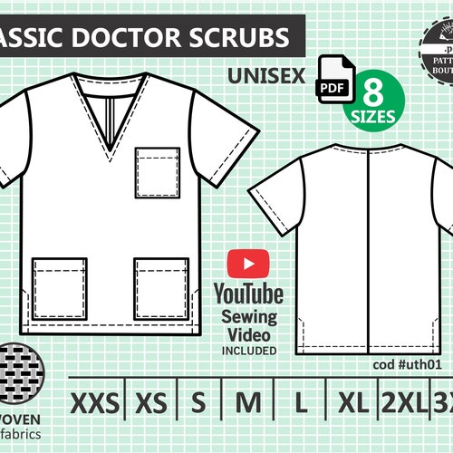 Complete NURSE SCRUBS PDF Sewing Pattern for Women & Youtube - Etsy
