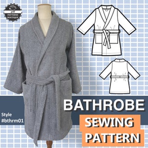 Shawl Collar BATHROBE for Men PDF Sewing Pattern & Youtube Video ...