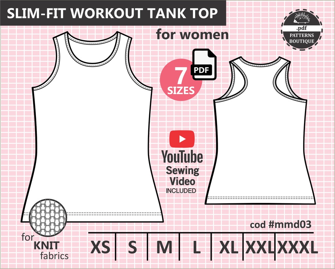 TANK TOP for Women PDF Sewing Pattern Slim Fit Workout - Etsy