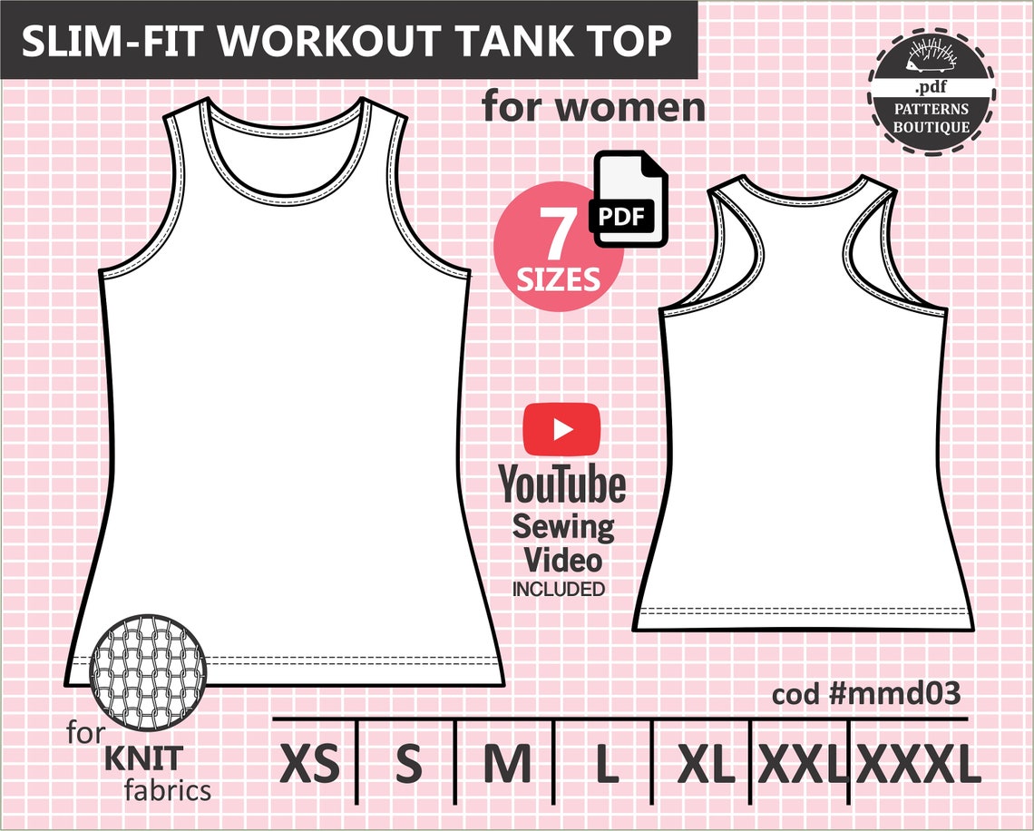TANK TOP for Women PDF Sewing Pattern Slim Fit Workout - Etsy