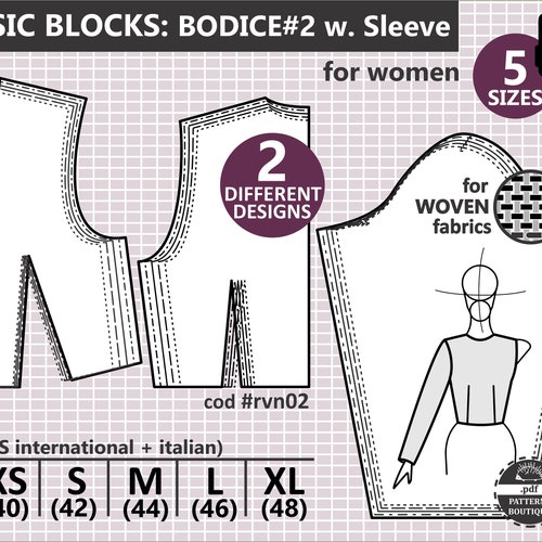 BODICE Block & Sleeve / PDF Sewing Pattern / Basic Bodice - Etsy