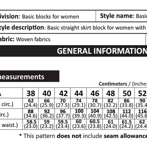 Basic SKIRT Block / Sloper Pdf Sewing Pattern / Basic - Etsy