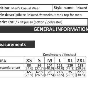 TANK TOP for MEN / Pdf Sewing Pattern / Workout Tank Top / 6 Sizes: Xs ...