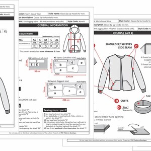 ZIP UP Hoodie PDF Sewing Pattern for Men. Sizes From Xs to Xl ...