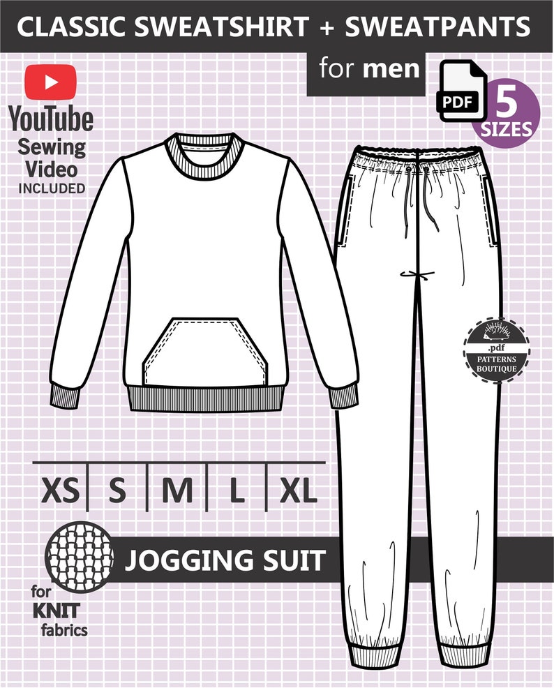 Sweatshirt and Sweatpants for Men / PDF Sewing Pattern / 5 - Etsy