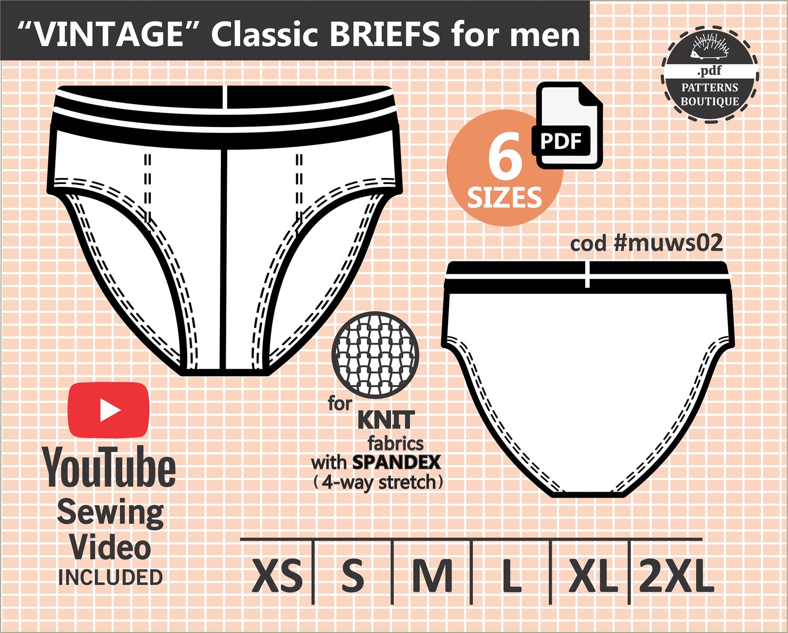 MEN'S BRIEFS / PDF Sewing Pattern & Video / Underwear for - Etsy