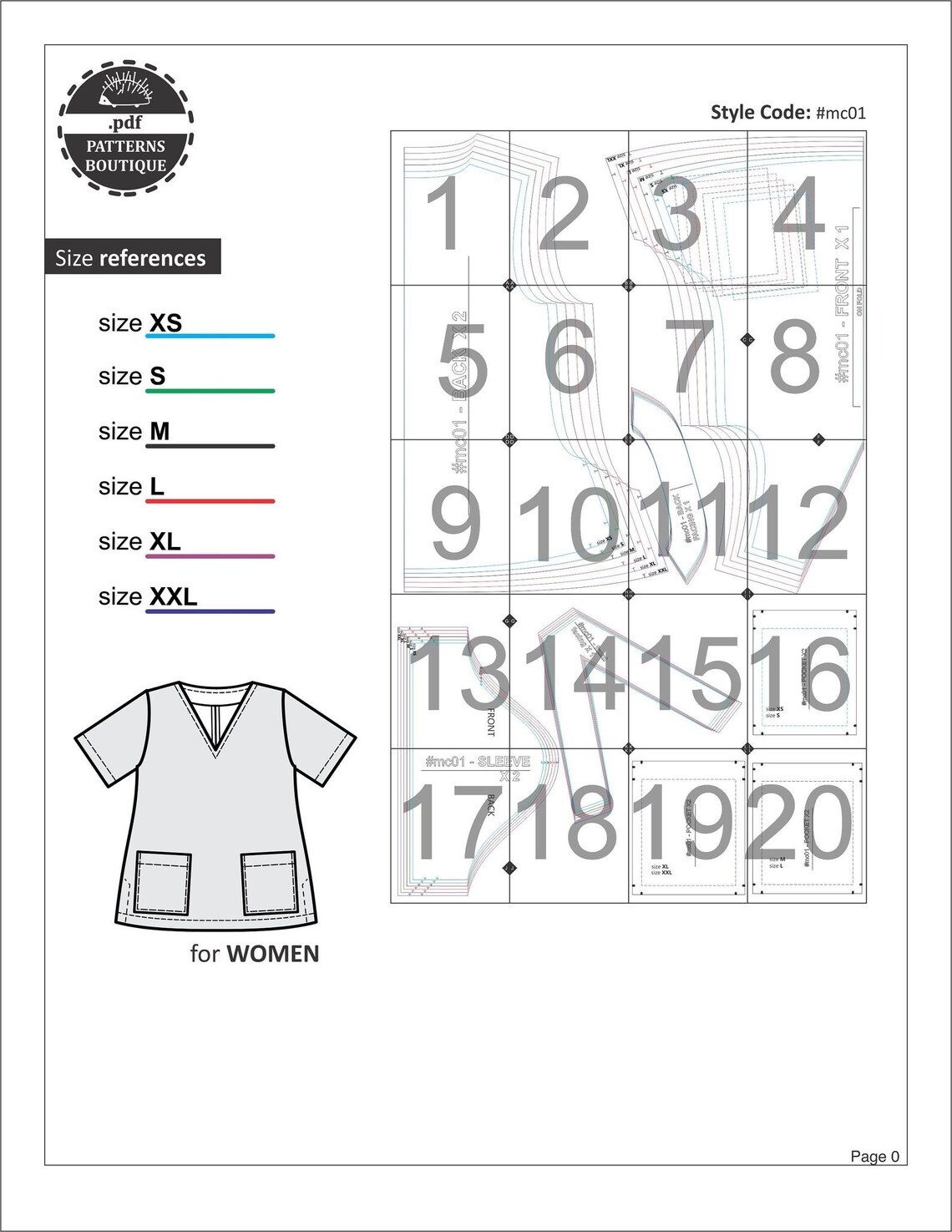 NURSE SCRUBS Tunic / PDF Sewing Pattern for Women & Youtube - Etsy