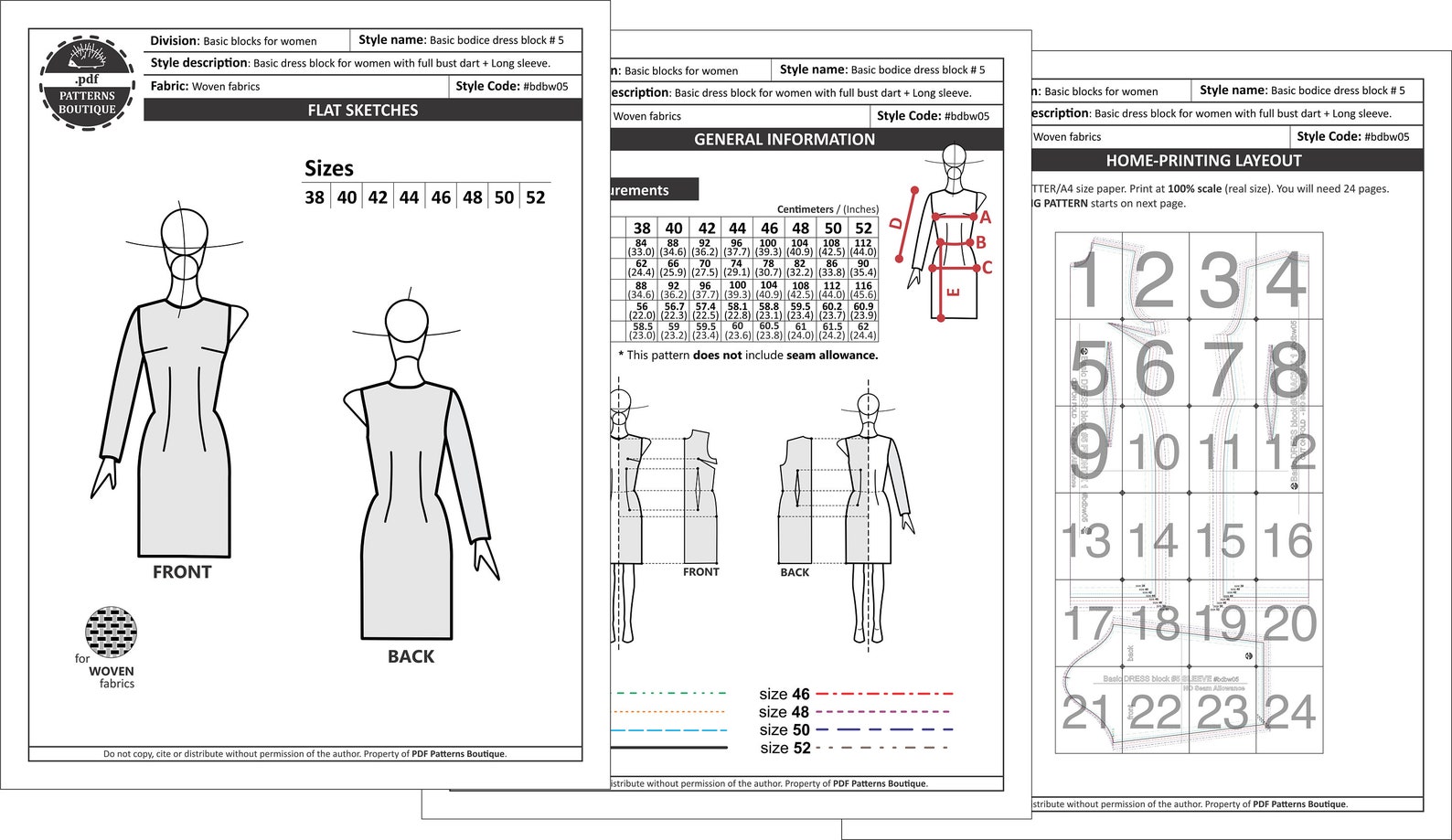 Basic DRESS BLOCK & SLEEVE Full Bodice Sloper W. Side Dart/ - Etsy