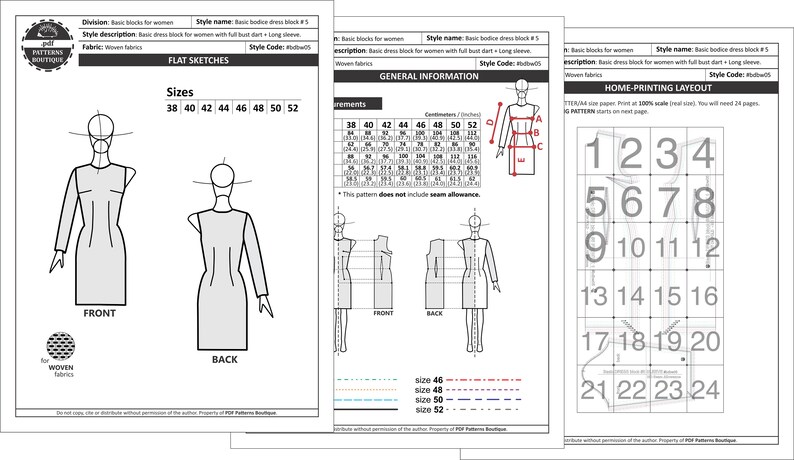 Basic DRESS BLOCK & SLEEVE Full Bodice Sloper W. Side Dart/ - Etsy