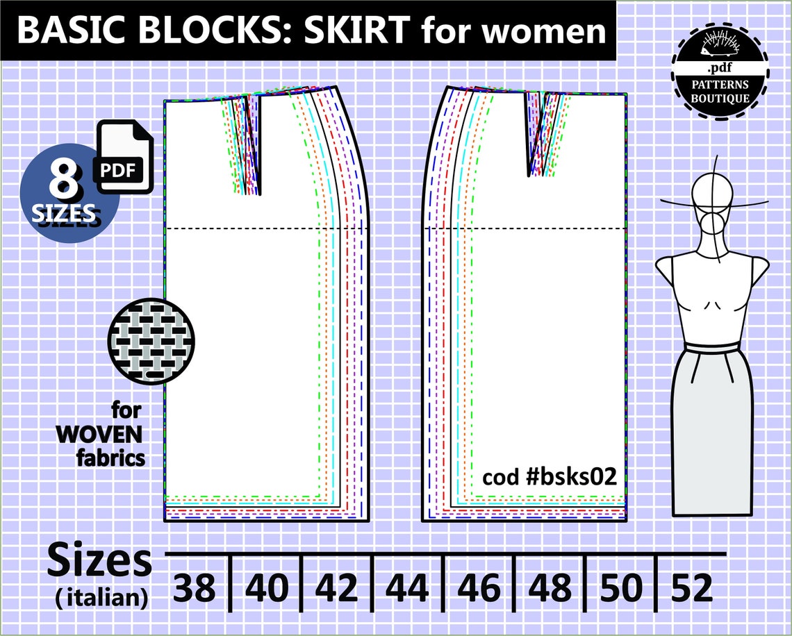 Basic SKIRT Block / Sloper Pdf Sewing Pattern / Basic - Etsy