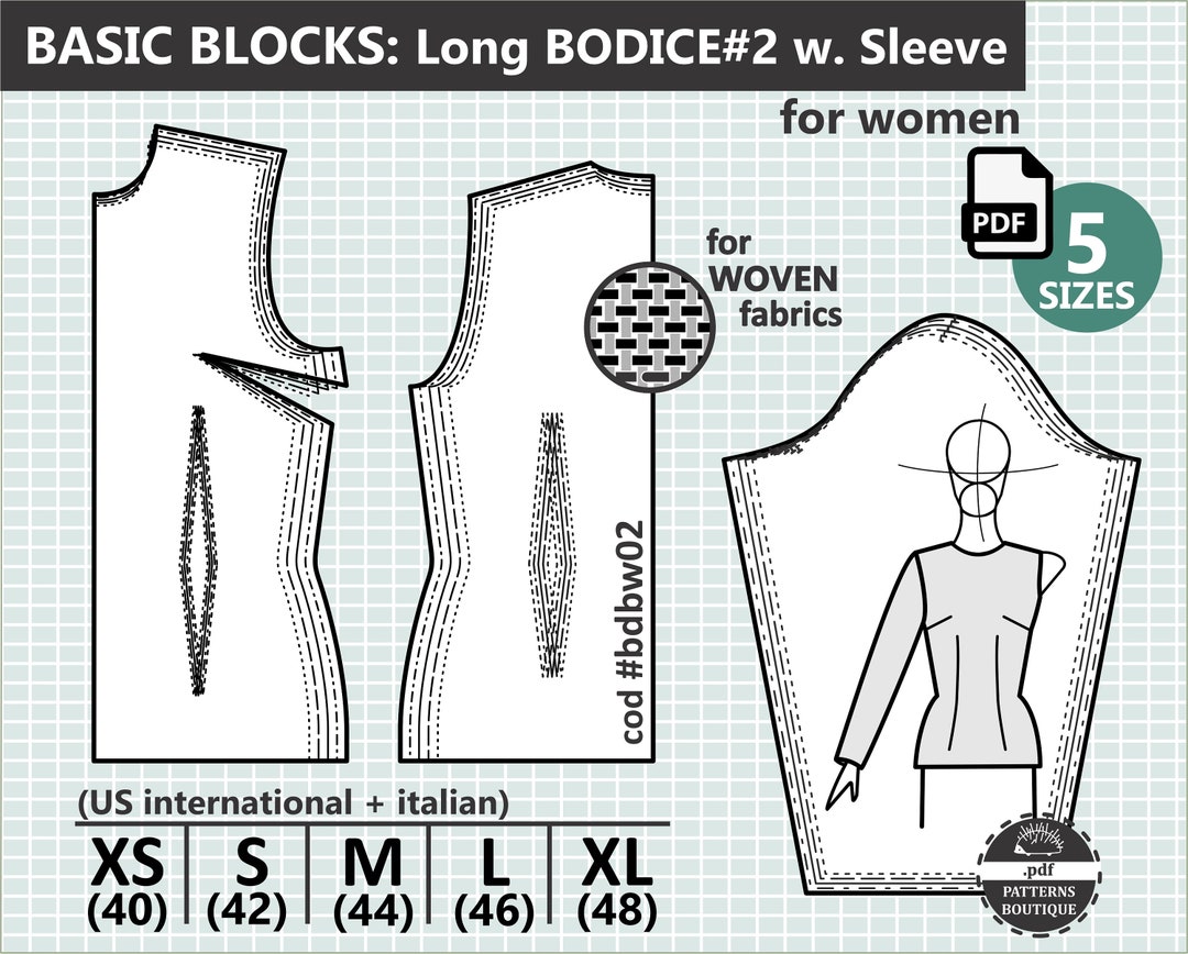 Basic DRESS BLOCK & SLEEVE Full Bodice Sloper W. Side Dart/ - Etsy