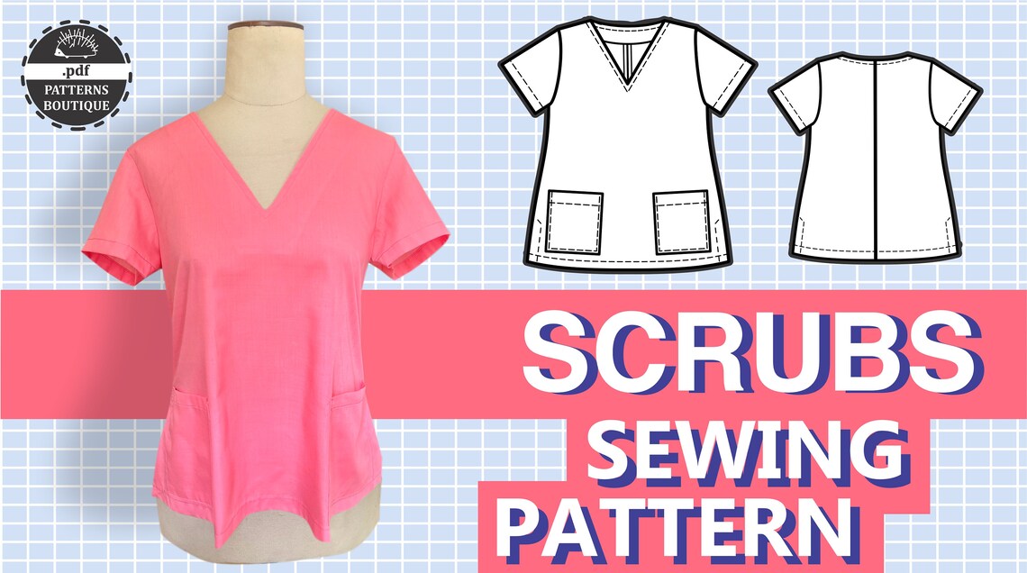 NURSE SCRUBS Tunic / PDF Sewing Pattern for Women & Youtube - Etsy