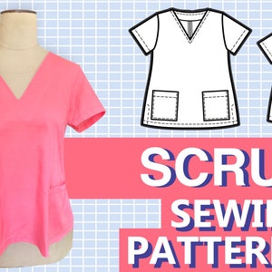 NURSE SCRUBS Tunic / PDF Sewing Pattern for Women & Youtube - Etsy