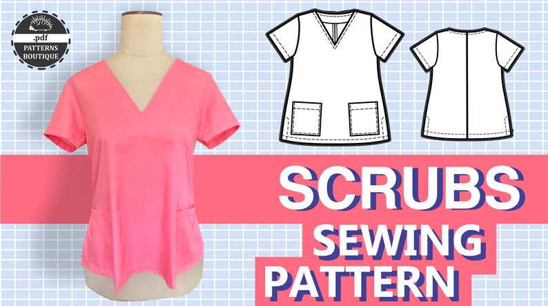 NURSE SCRUBS Tunic / PDF Sewing Pattern for Women & Youtube - Etsy