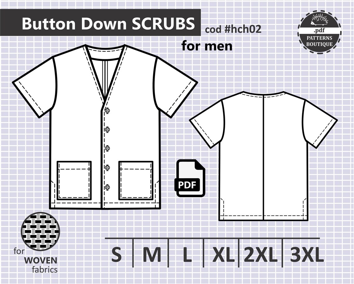 SCRUBS for Men PDF Sewing Pattern / HEALTHCARE Uniforms / S | Etsy