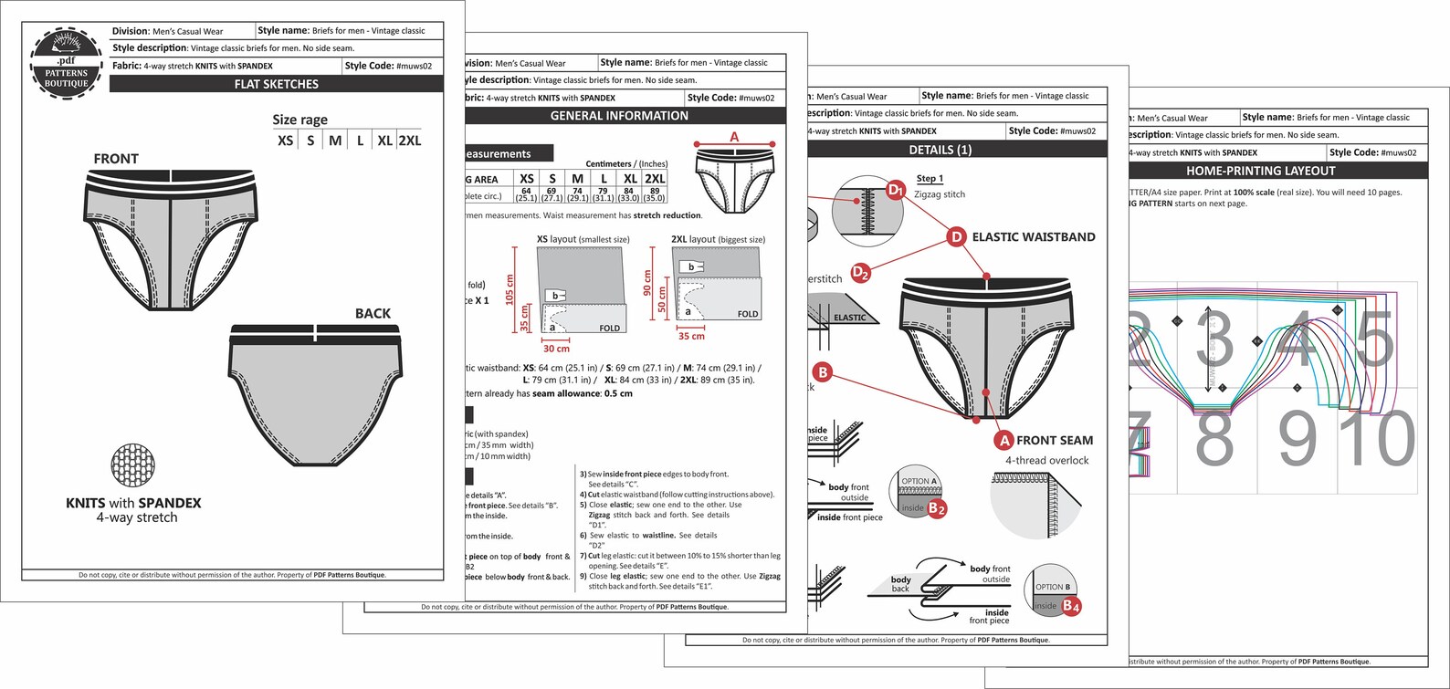 MEN'S BRIEFS / PDF Sewing Pattern & Video / Underwear for - Etsy