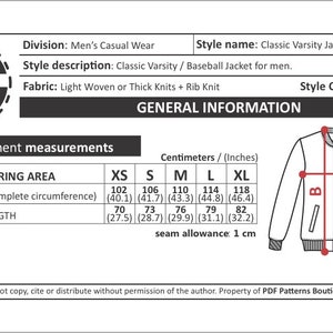 VARSITY JACKET PDF Pattern Download for Men Youtube Sewing Video / 5 ...