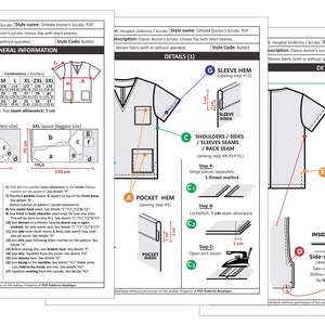 UNISEX DOCTOR SCRUBS / Pdf Sewing Pattern & Youtube Sewing Video ...