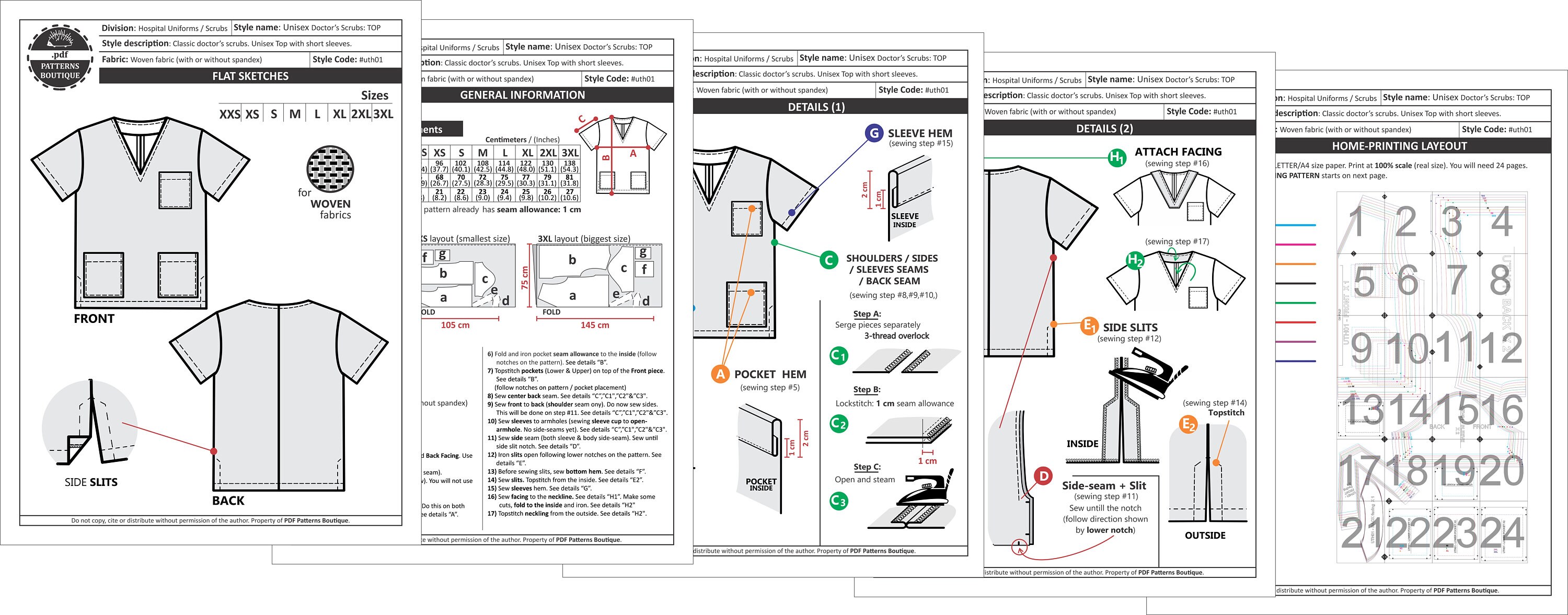 UNISEX DOCTOR SCRUBS / Pdf Sewing Pattern & Youtube Sewing - Etsy