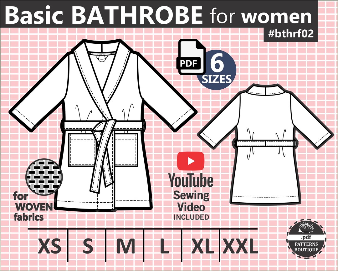 Shawl Collar BATHROBE for Women PDF Sewing Pattern & Youtube - Etsy