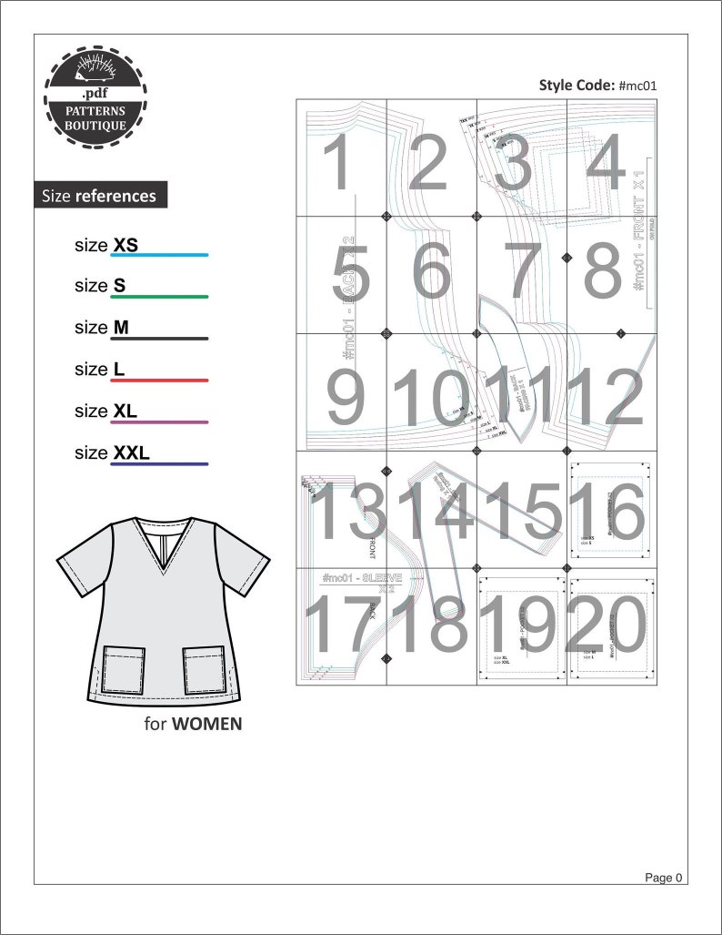 Complete NURSE SCRUBS PDF Sewing Pattern for Women & Youtube | Etsy