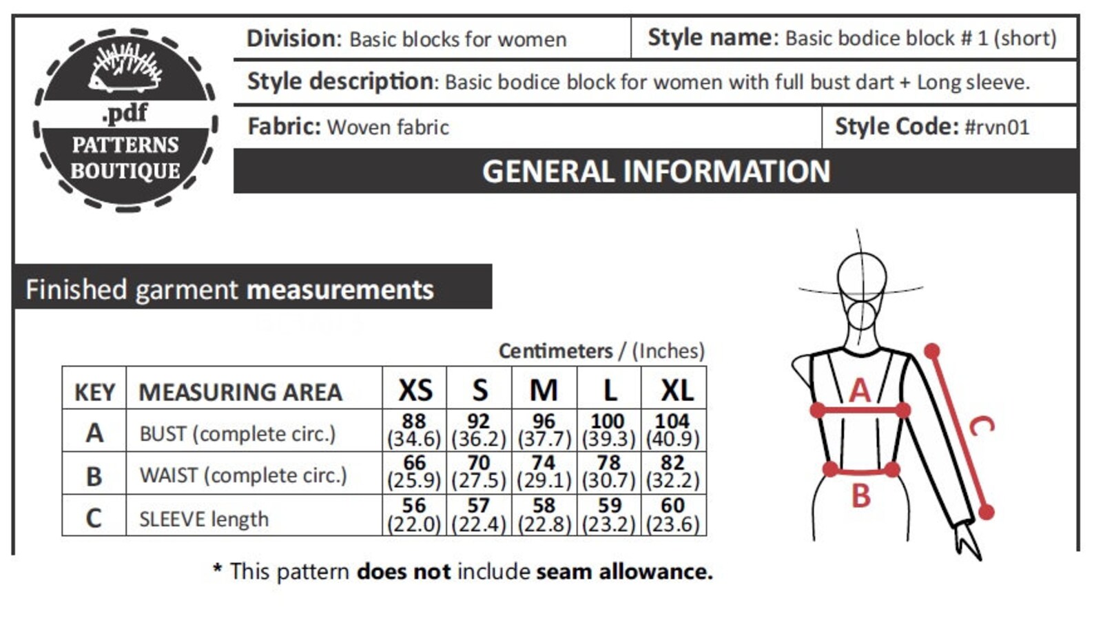Basic BODICE BLOCK & SLEEVE Bodice Sloper 2 in 1 / Pdf | Etsy