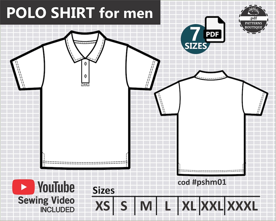 POLO SHIRT for Men PDF Sewing Pattern & Youtube Video - Etsy