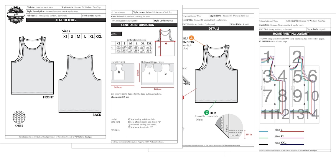 TANK TOP for MEN / Pdf Sewing Pattern / Workout Tank Top / 6 - Etsy